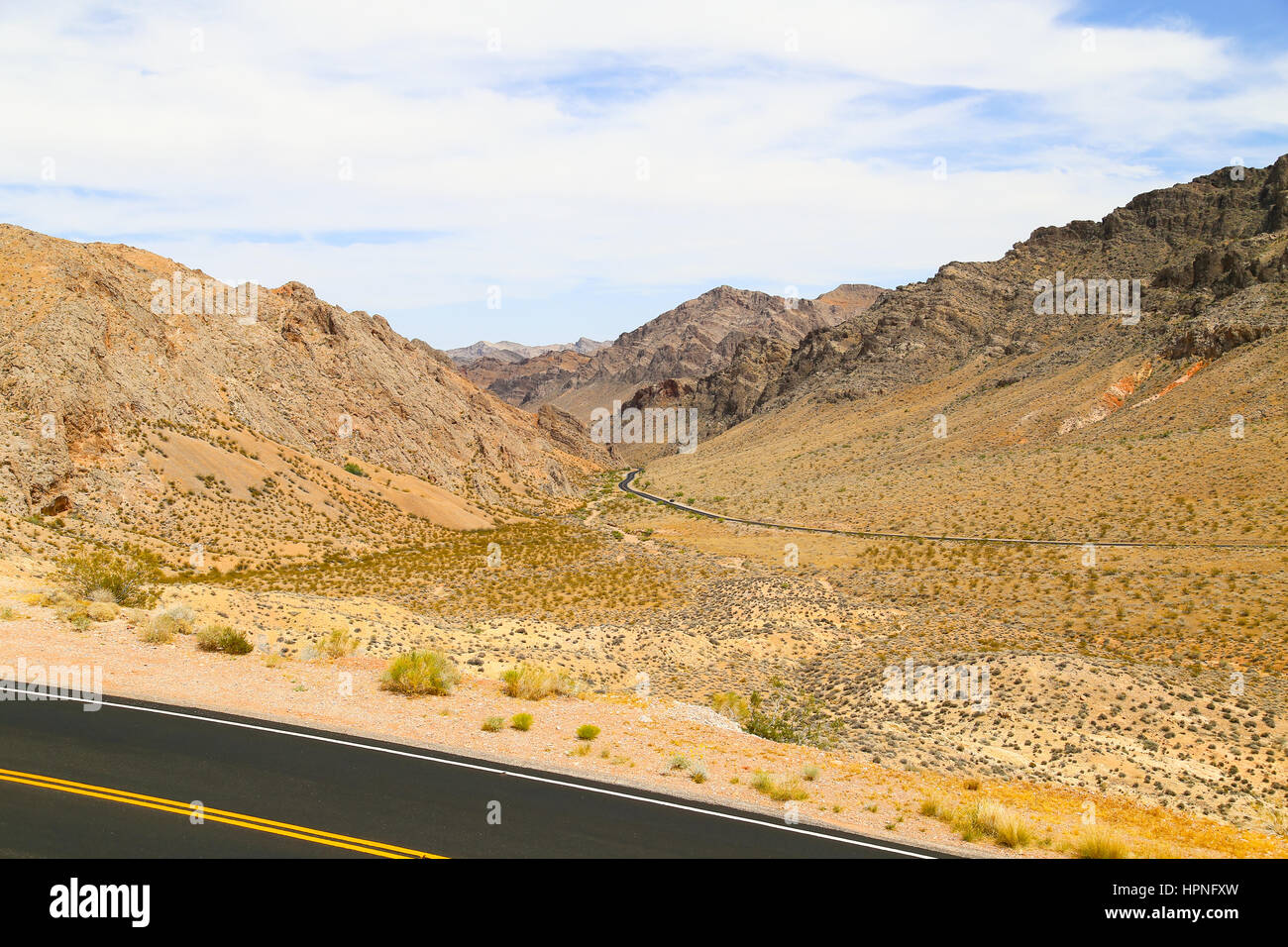 Long Road into the Valley of Fire State Park, Nevada, USA Stock Photo ...