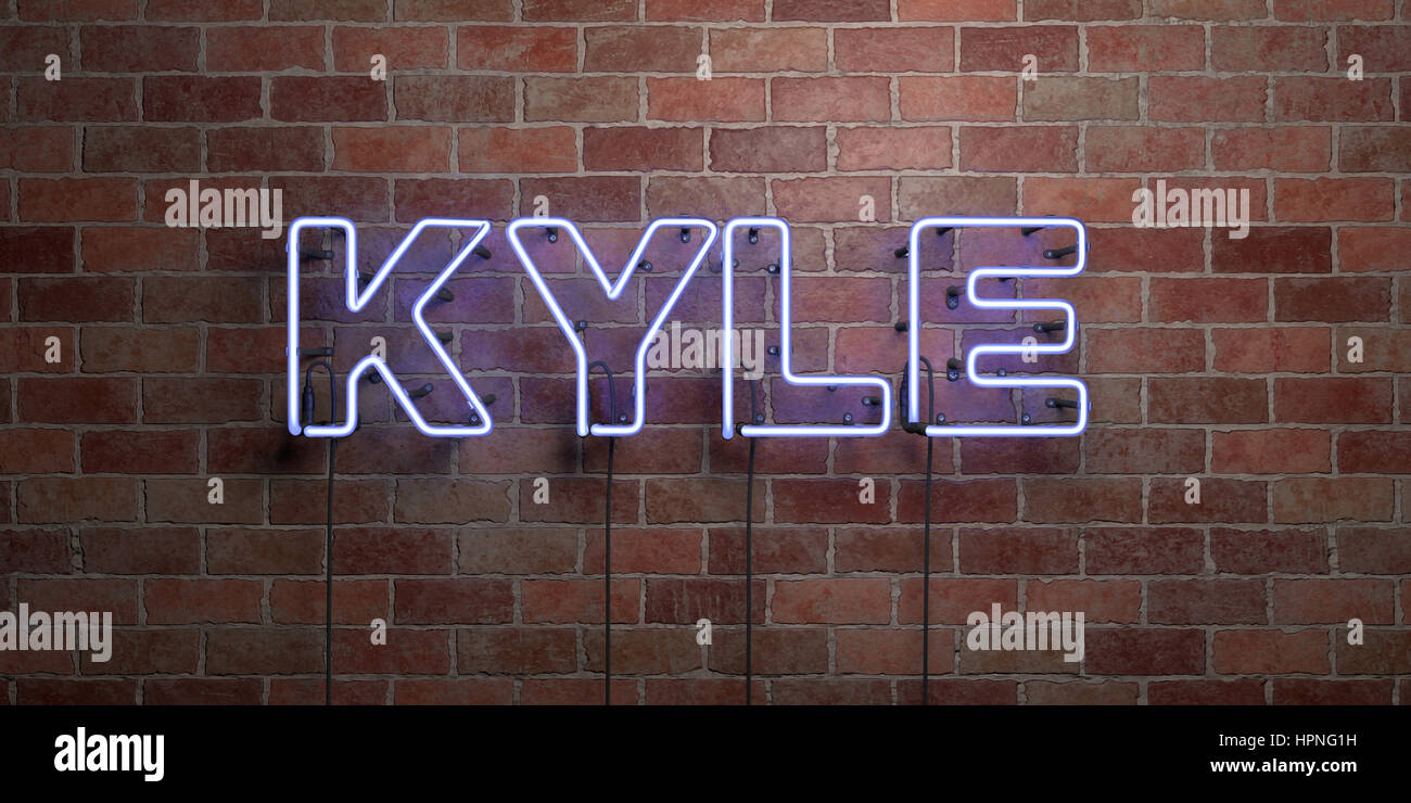 KYLE - fluorescent Neon tube Sign on brickwork - Front view - 3D ...