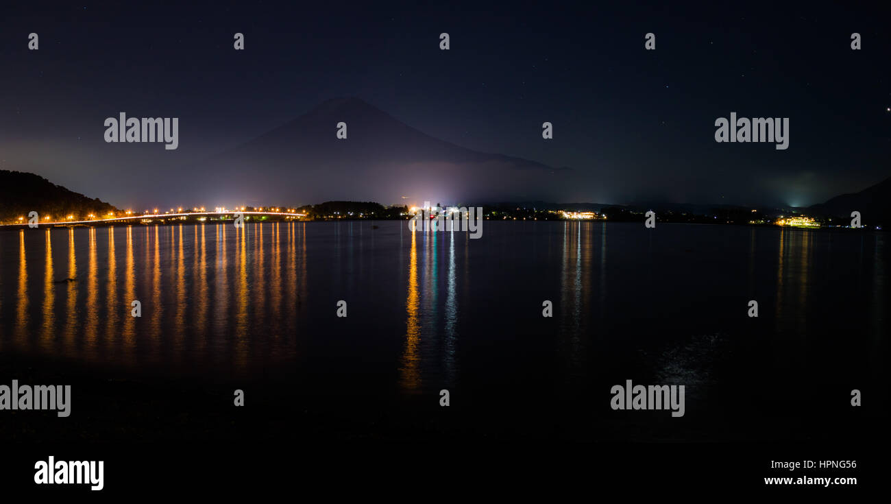 A panorama of Mt. Fuji at night Stock Photo - Alamy