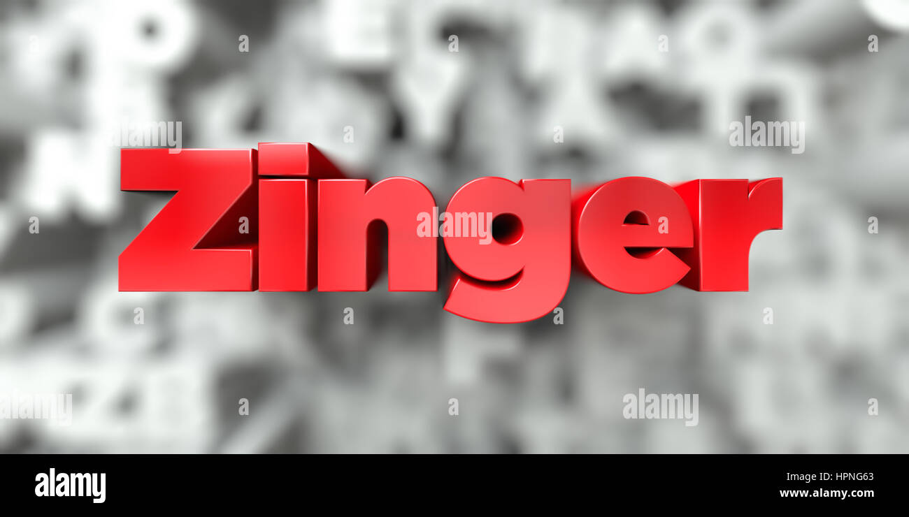 Zinger - Red text on typography background - 3D rendered royalty free ...