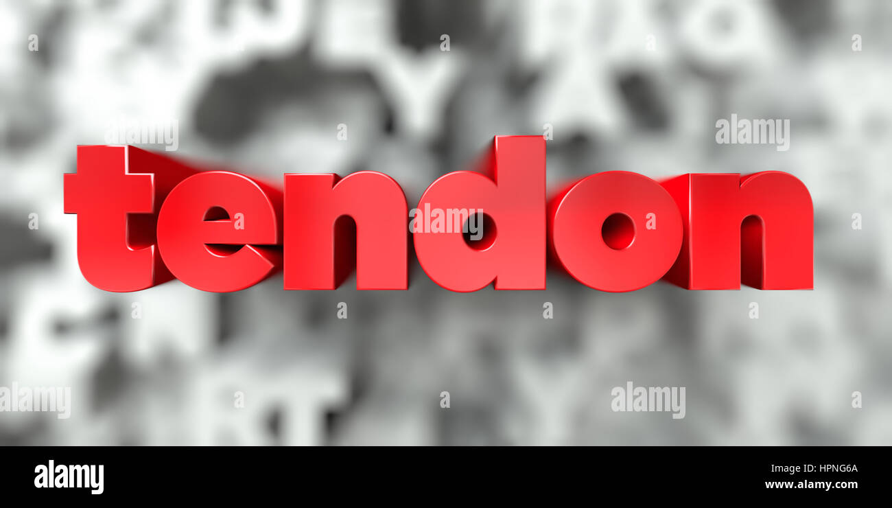 tendon - Red text on typography background - 3D rendered royalty free ...