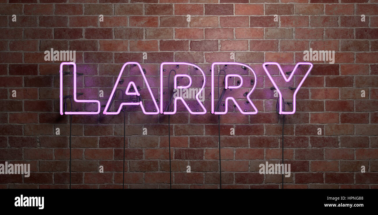LARRY - fluorescent Neon tube Sign on brickwork - Front view - 3D ...