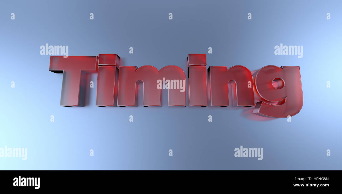 Timing - colorful glass text on vibrant background - 3D rendered ...