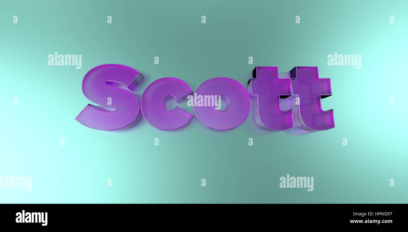 Scott - colorful glass text on vibrant background - 3D rendered royalty ...