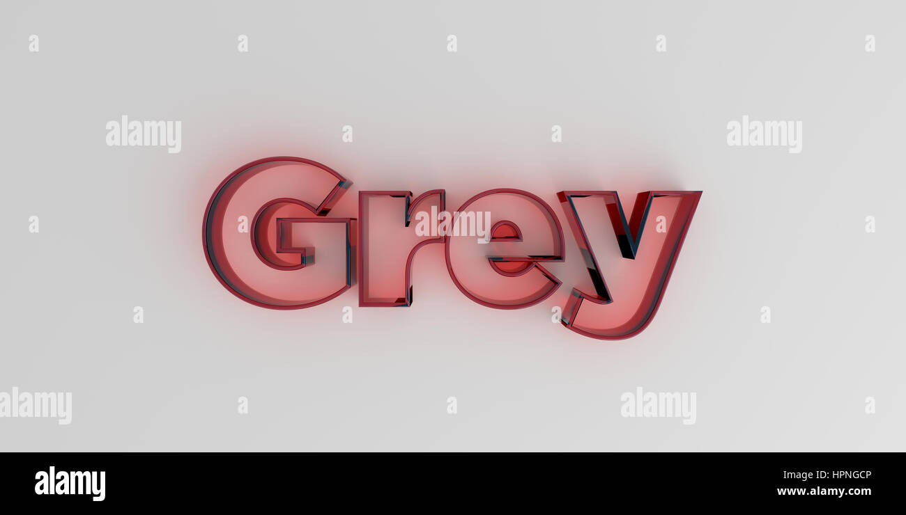 Grey - Red glass text on white background - 3D rendered royalty free ...