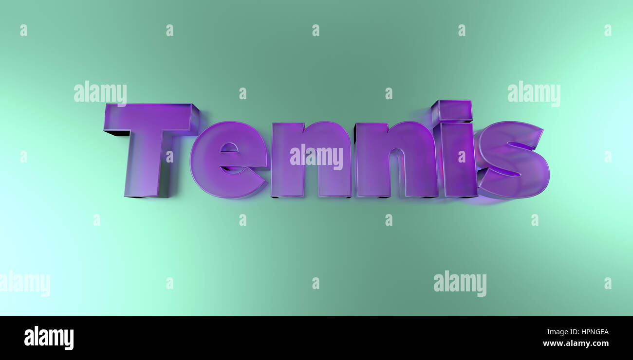 Tennis - colorful glass text on vibrant background - 3D rendered ...