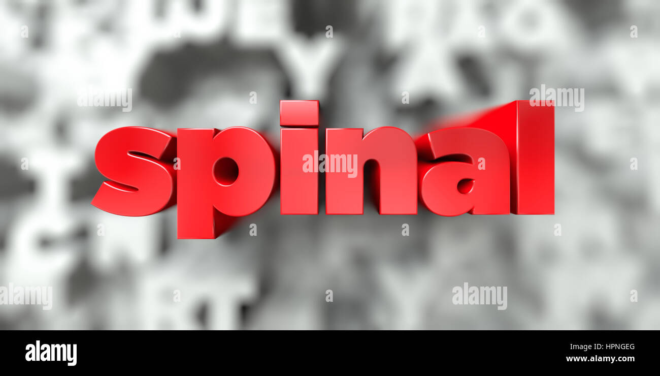 spinal - Red text on typography background - 3D rendered royalty free ...