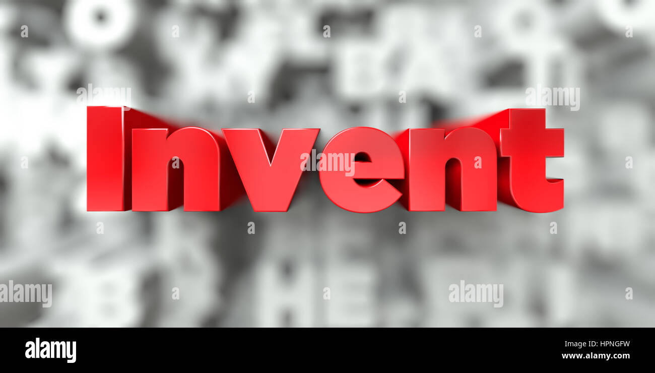 Invent - Red text on typography background - 3D rendered royalty free ...