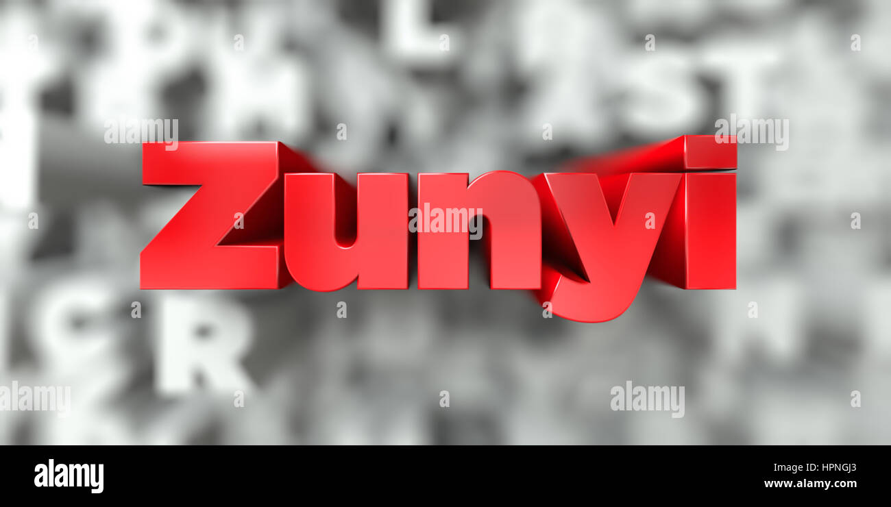 Zunyi - Red text on typography background - 3D rendered royalty free ...