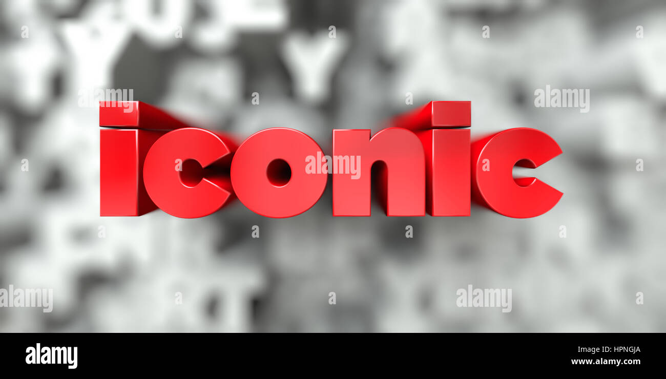 iconic - Red text on typography background - 3D rendered royalty free ...