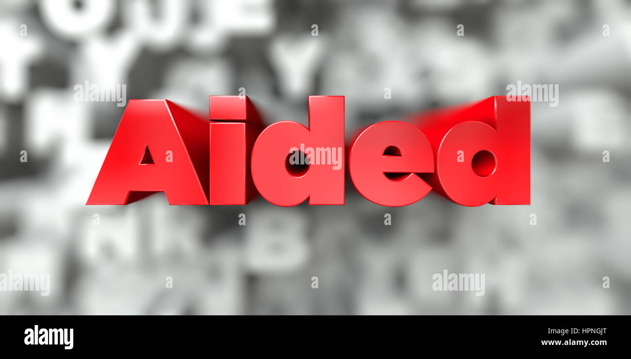 Aided - Red text on typography background - 3D rendered royalty free ...
