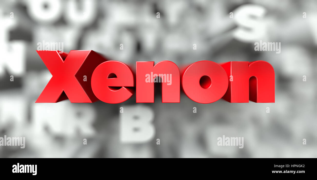 Xenon - Red text on typography background - 3D rendered royalty free ...