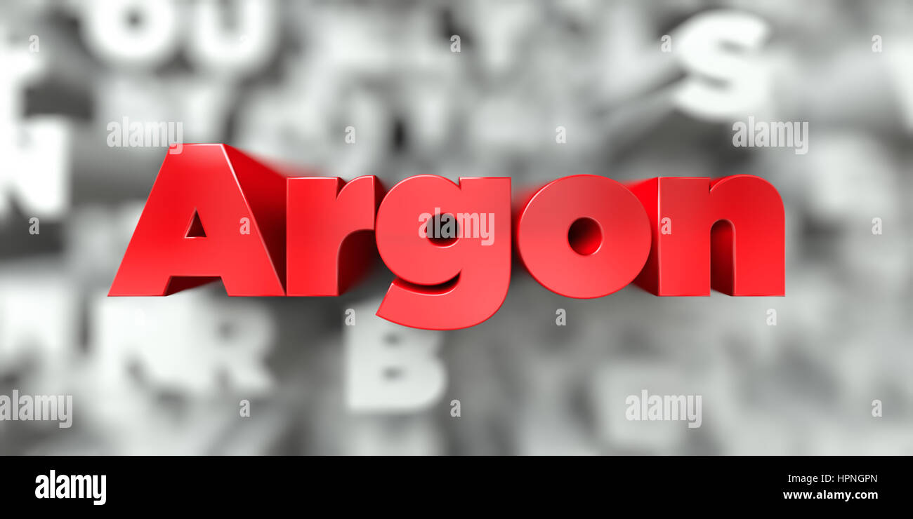 Argon - Red text on typography background - 3D rendered royalty free ...