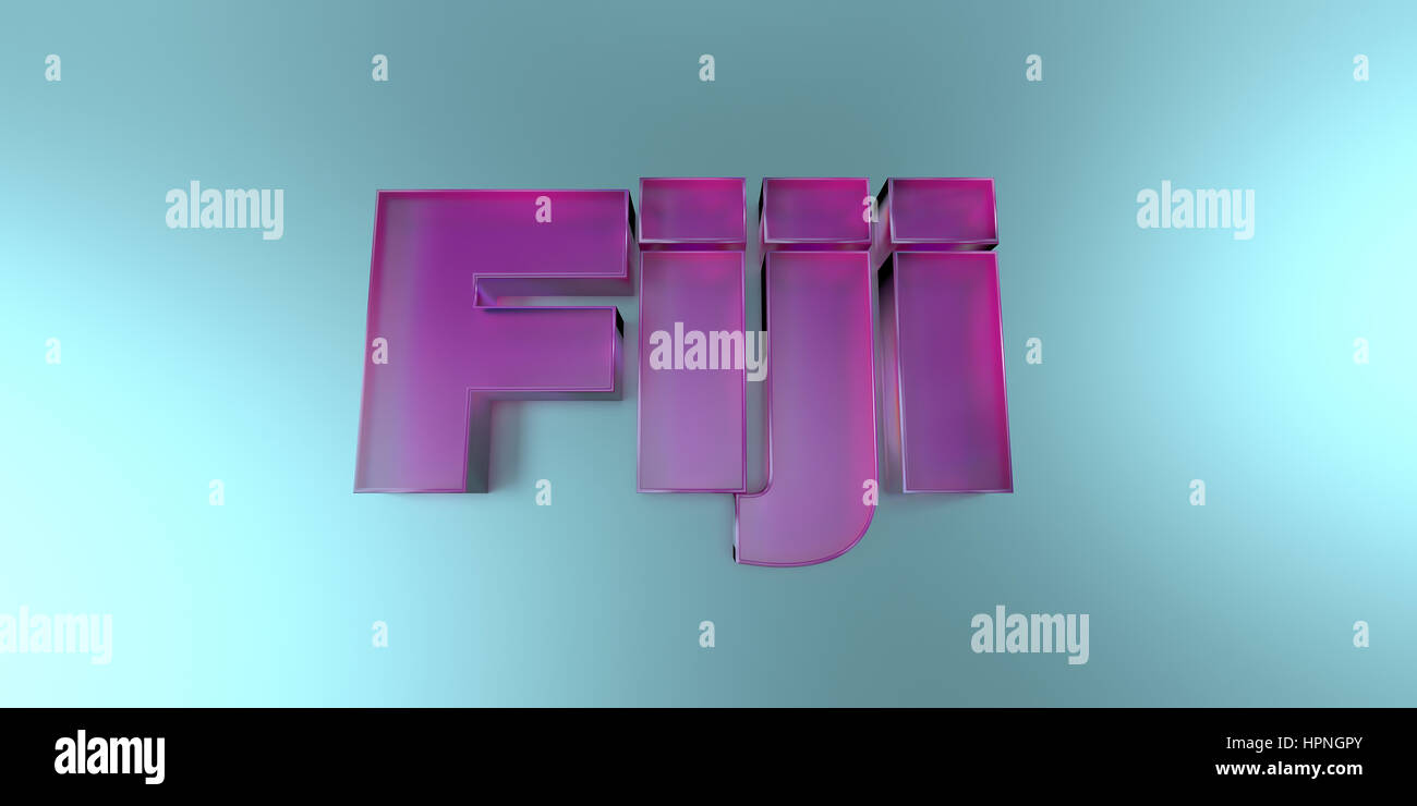 Fiji - colorful glass text on vibrant background - 3D rendered royalty ...