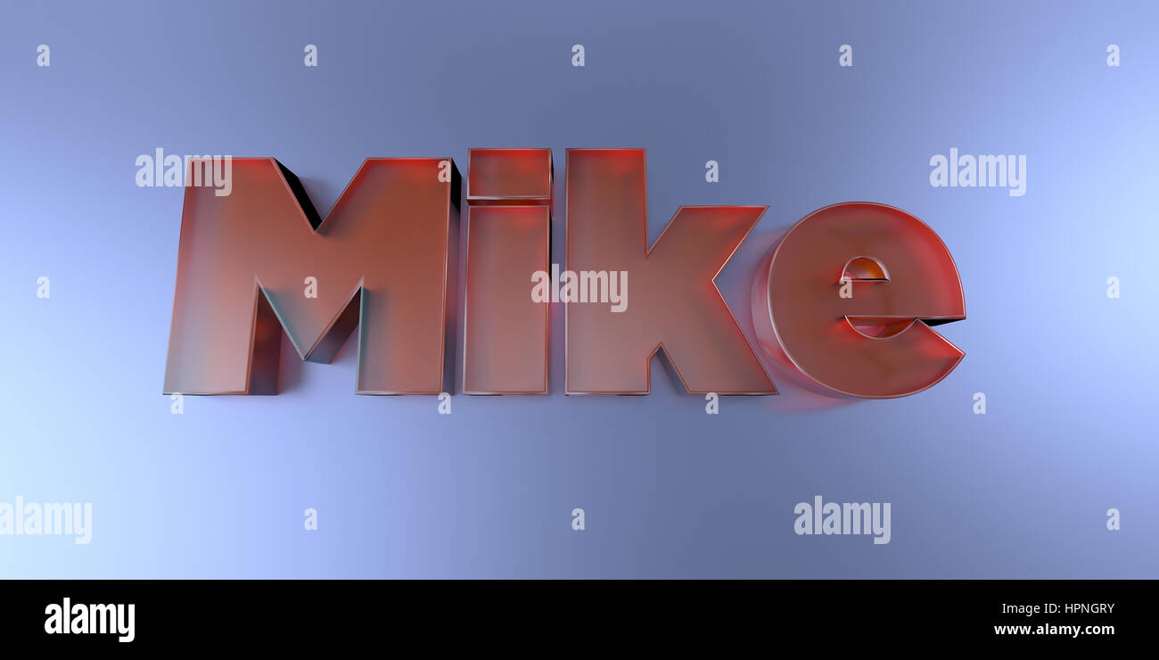 Mike - colorful glass text on vibrant background - 3D rendered royalty ...