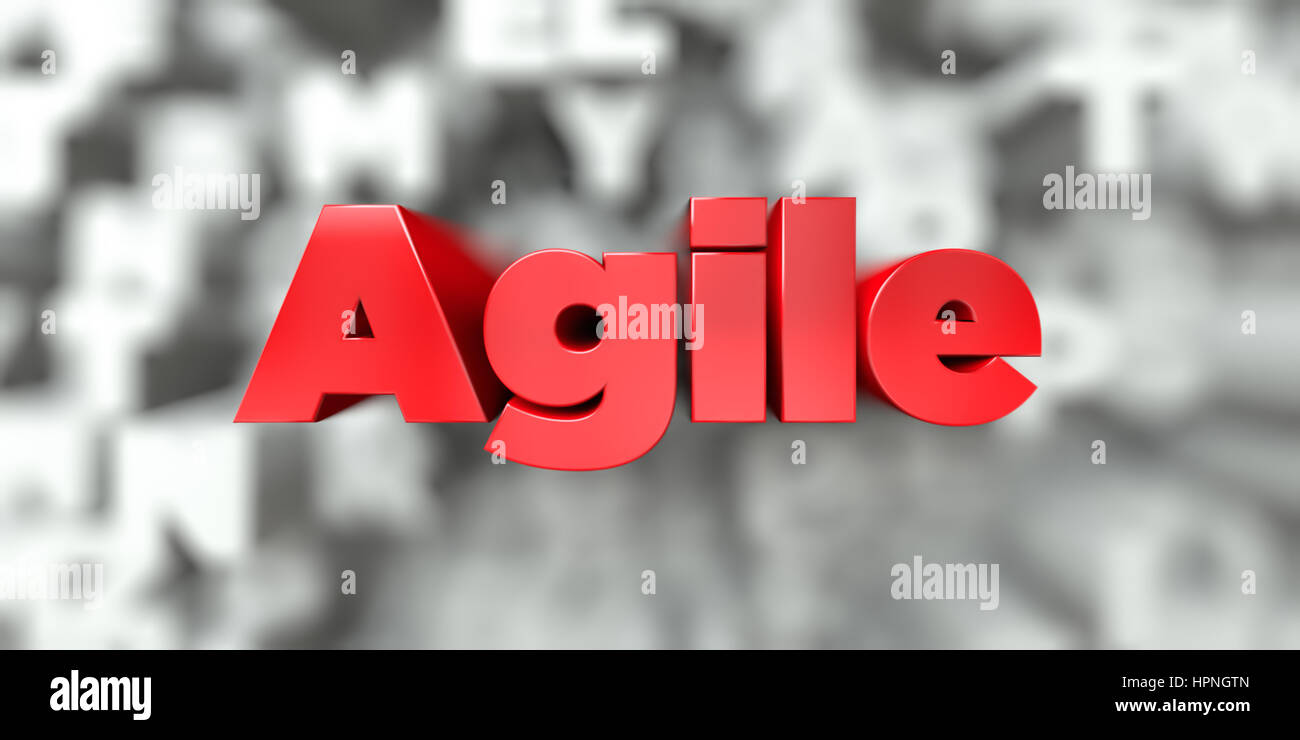 Agile - Red text on typography background - 3D rendered royalty free ...