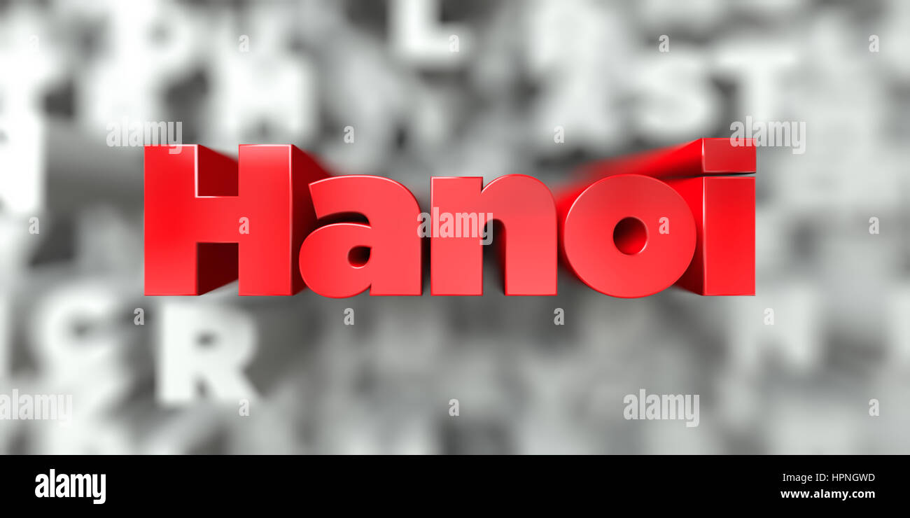 Hanoi - Red text on typography background - 3D rendered royalty free ...
