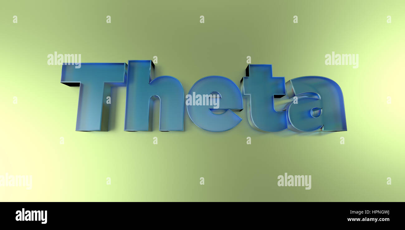 Theta - colorful glass text on vibrant background - 3D rendered royalty ...
