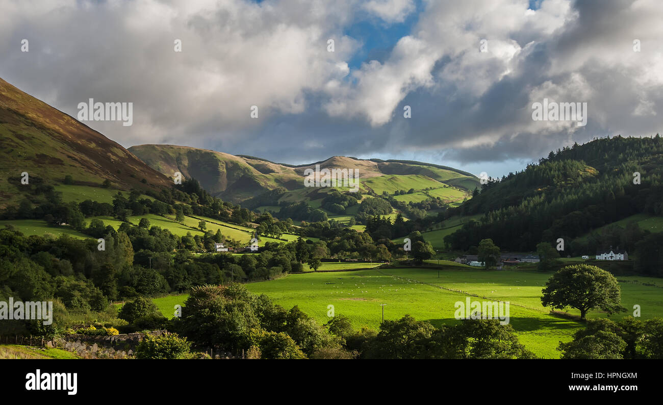 A view of the landscape at Dinas Mawddwy towards the Arans, in mid ...