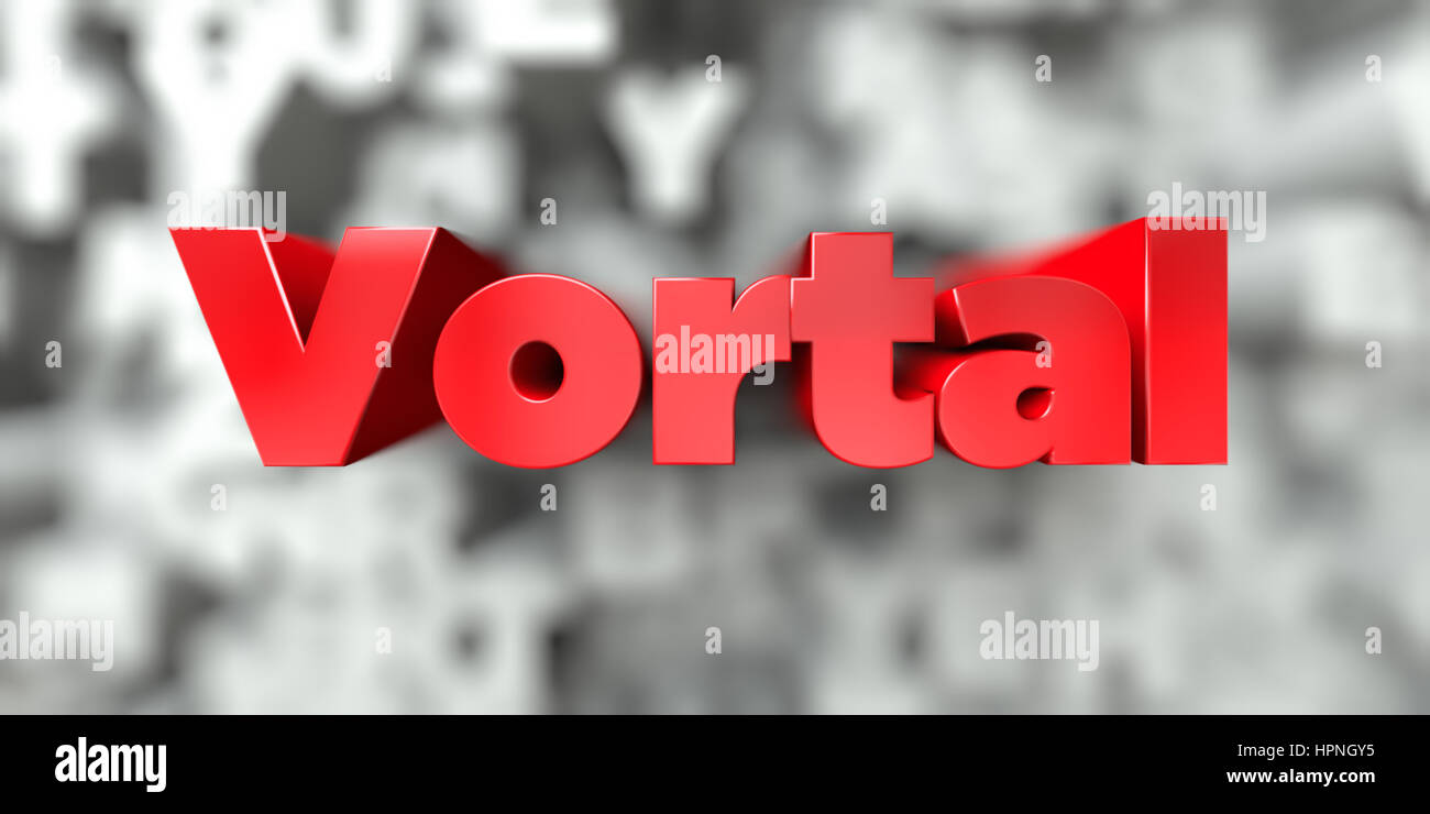 Vortal - Red text on typography background - 3D rendered royalty free ...