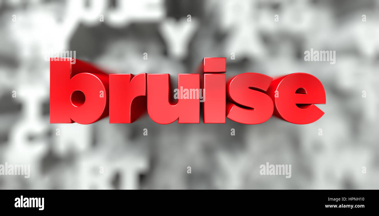 bruise - Red text on typography background - 3D rendered royalty free ...