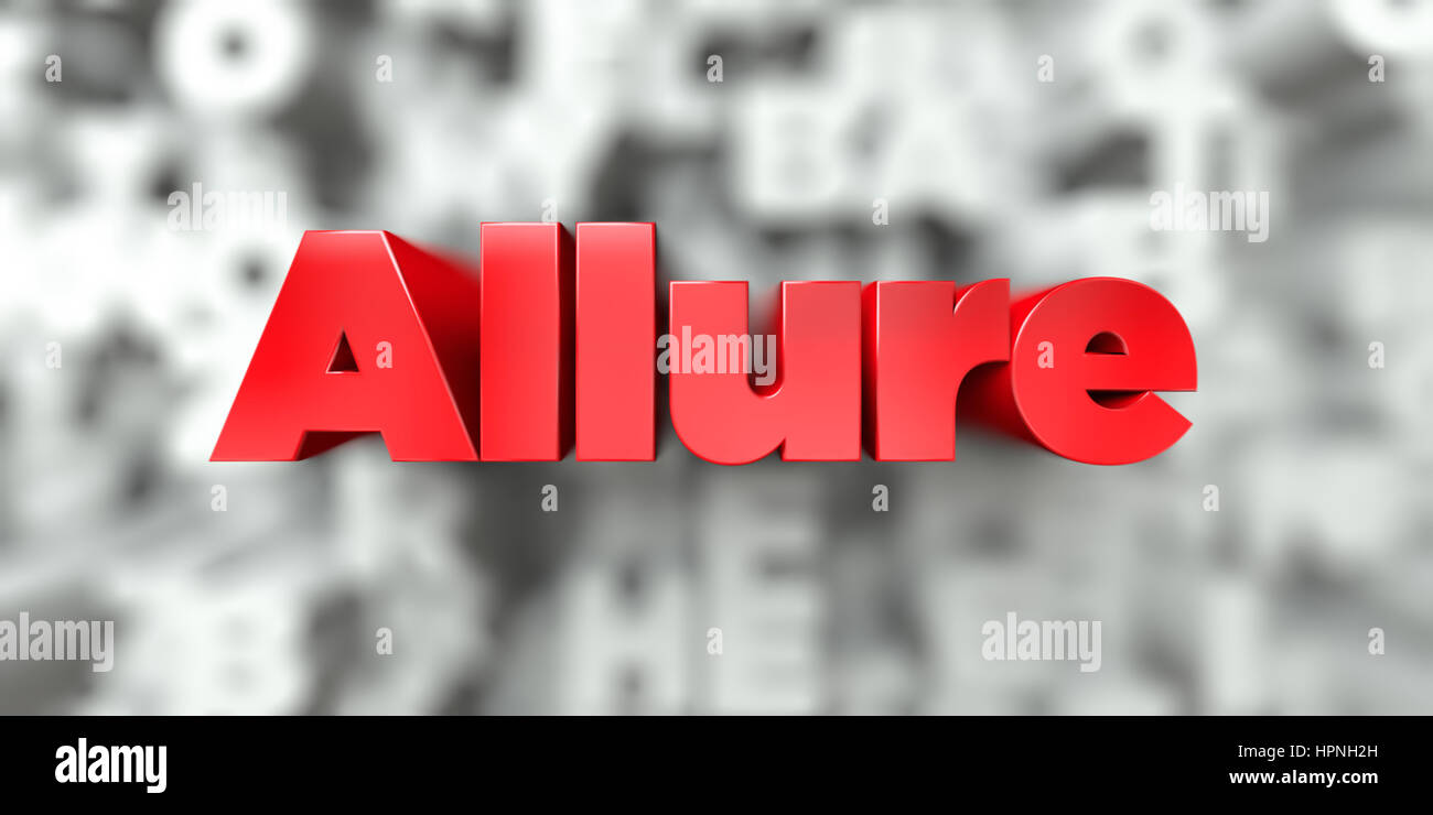 Allure - Red text on typography background - 3D rendered royalty free ...