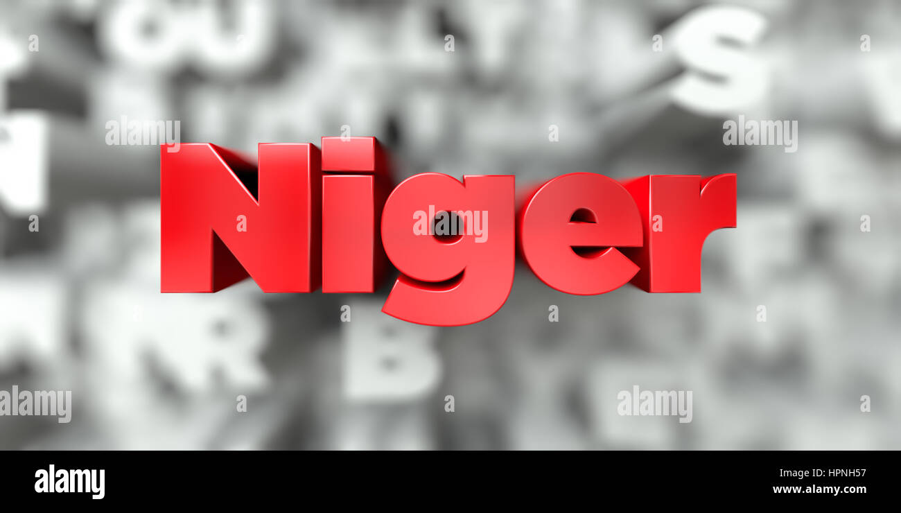 Niger - Red text on typography background - 3D rendered royalty free ...