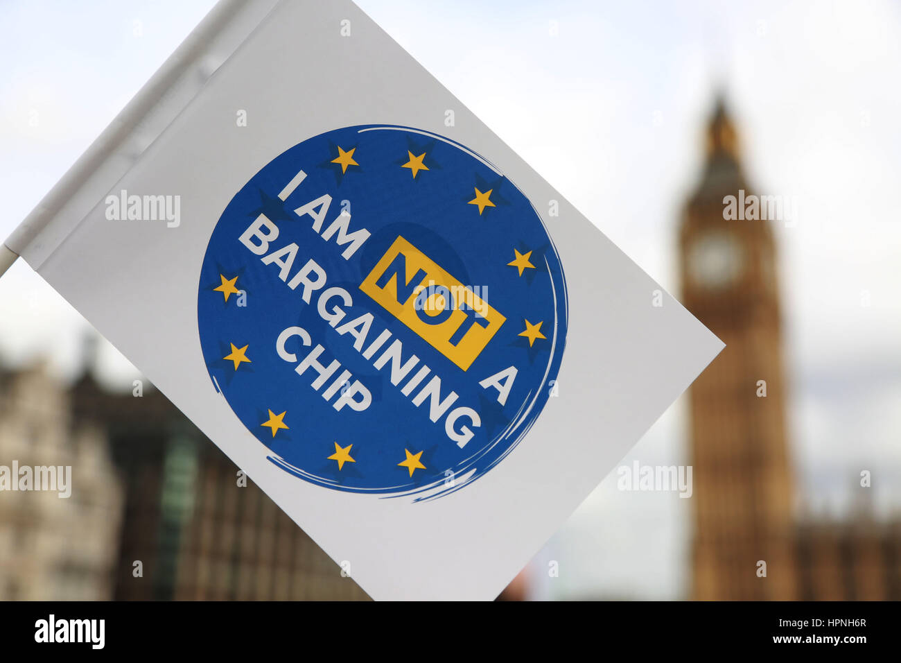 A flag stating " I am not a bargaining chip" with Big Ben in the back ...