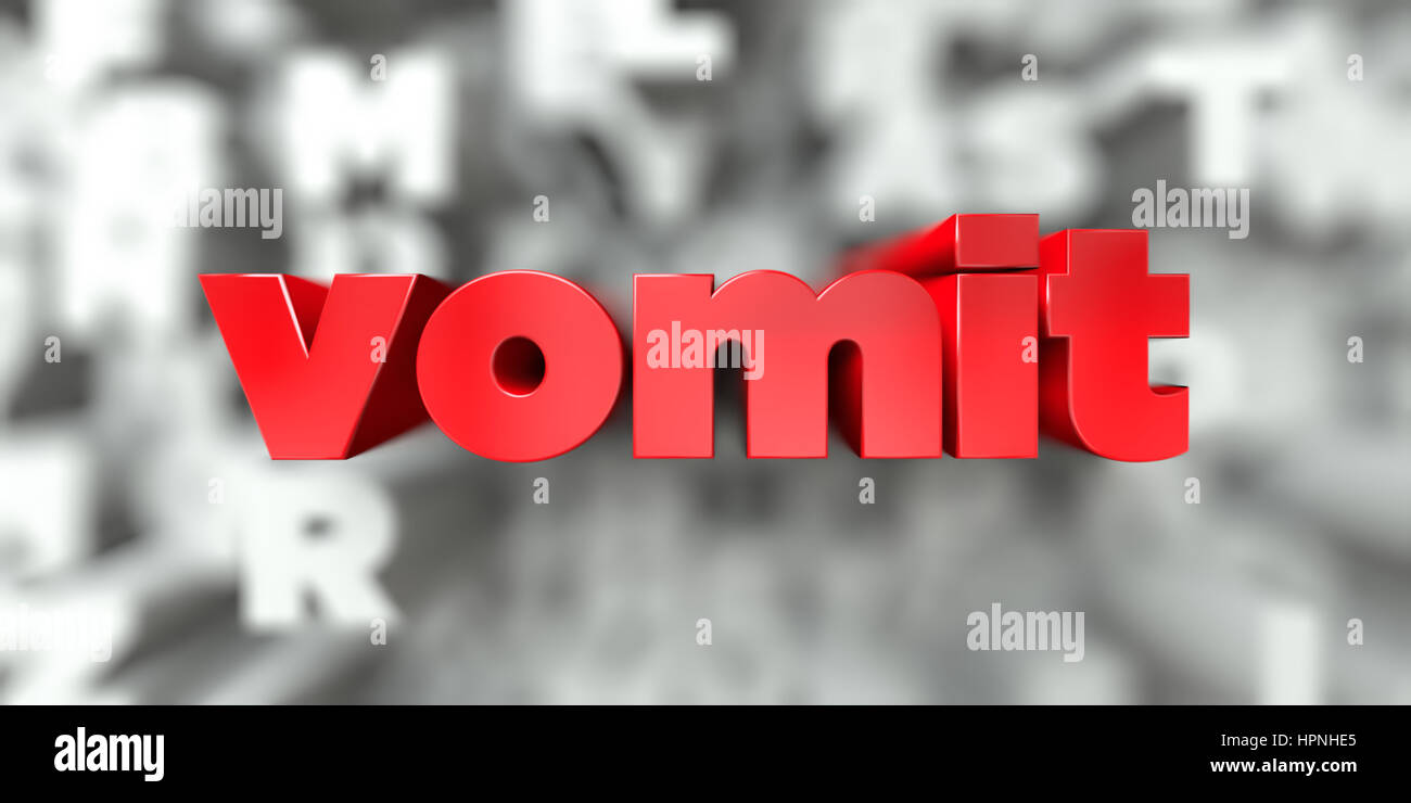 vomit - Red text on typography background - 3D rendered royalty free ...