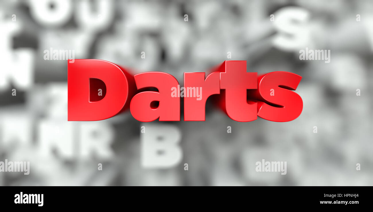 Darts - Red text on typography background - 3D rendered royalty free ...