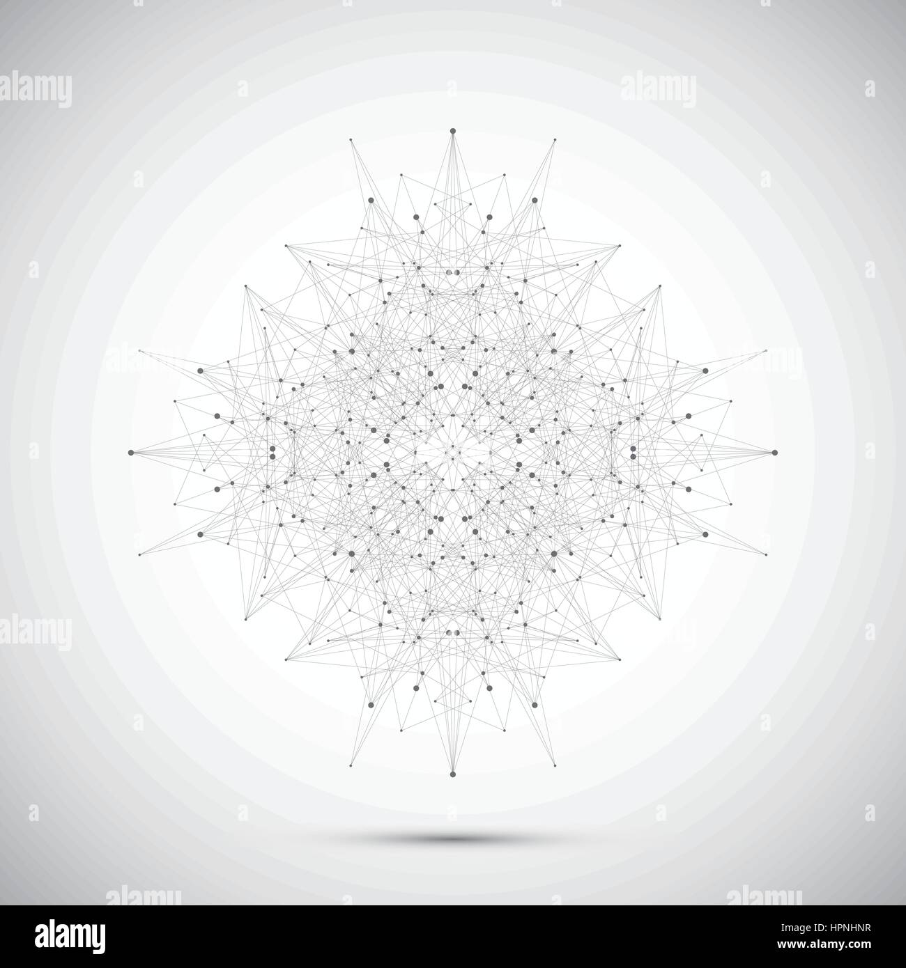 Geometric abstract form with connected lines and dots. Vector ...