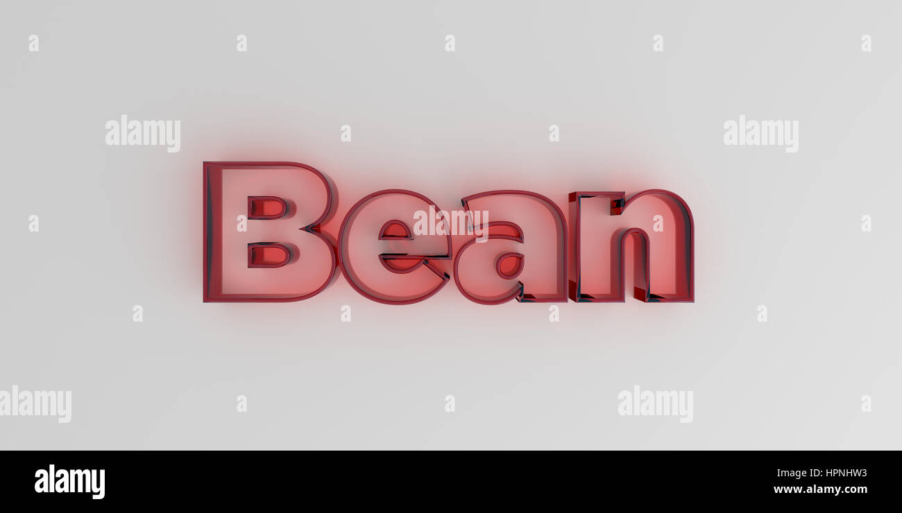 Bean - Red glass text on white background - 3D rendered royalty free ...