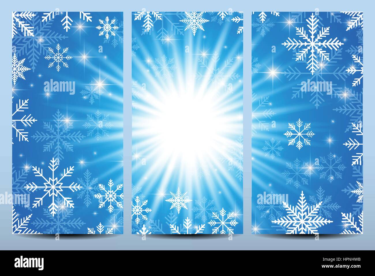 Happy New Year Flyers. Blue background with snowflakes. Modern design ...