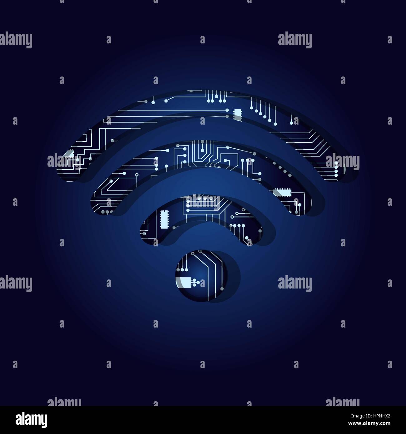 WiFi symbol with a technological electronics circuit Stock Vector Image ...
