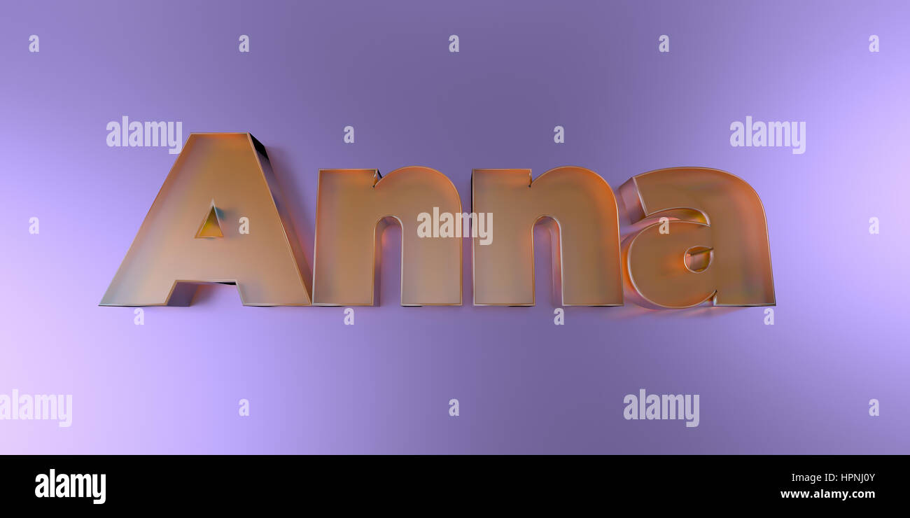 Anna - colorful glass text on vibrant background - 3D rendered royalty ...