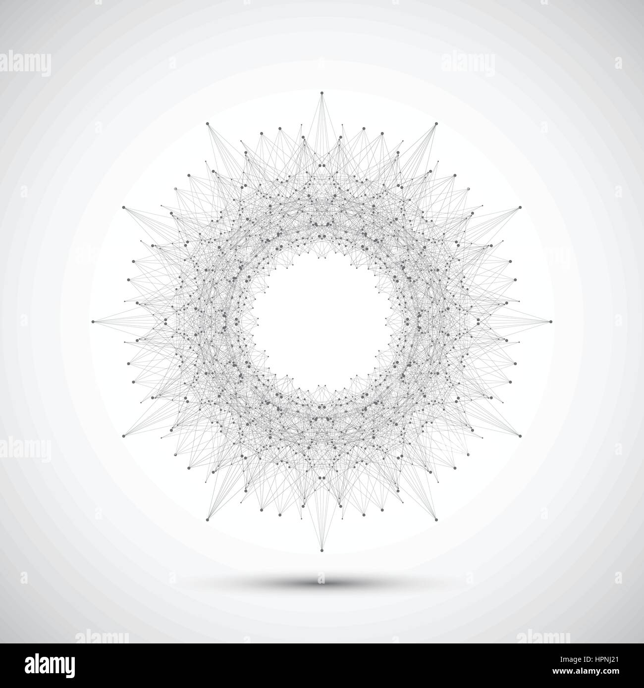 Geometric abstract form with connected line and dots. Graphic ...