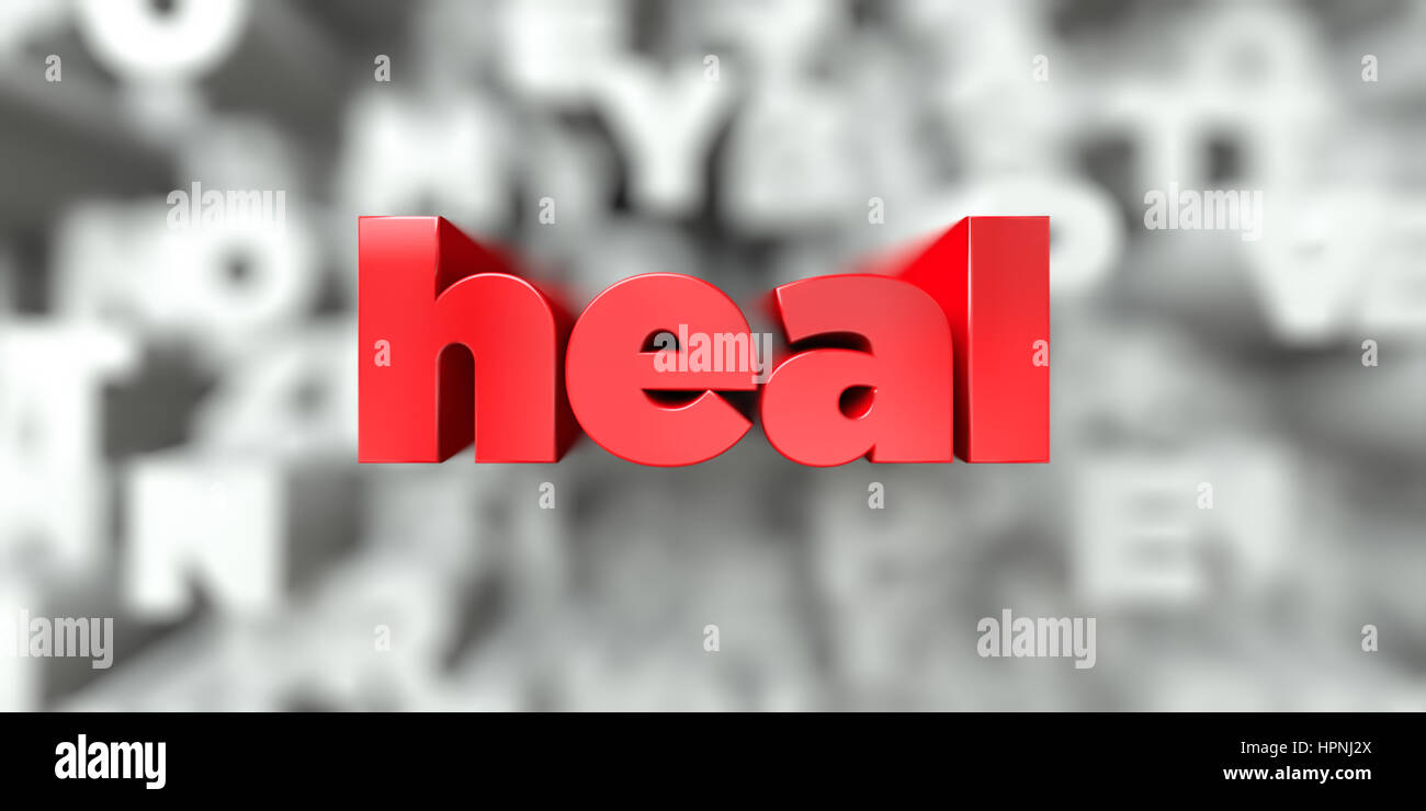 heal - Red text on typography background - 3D rendered royalty free ...