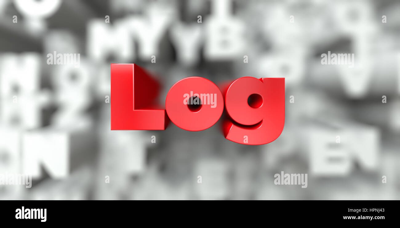 Log - Red text on typography background - 3D rendered royalty free ...