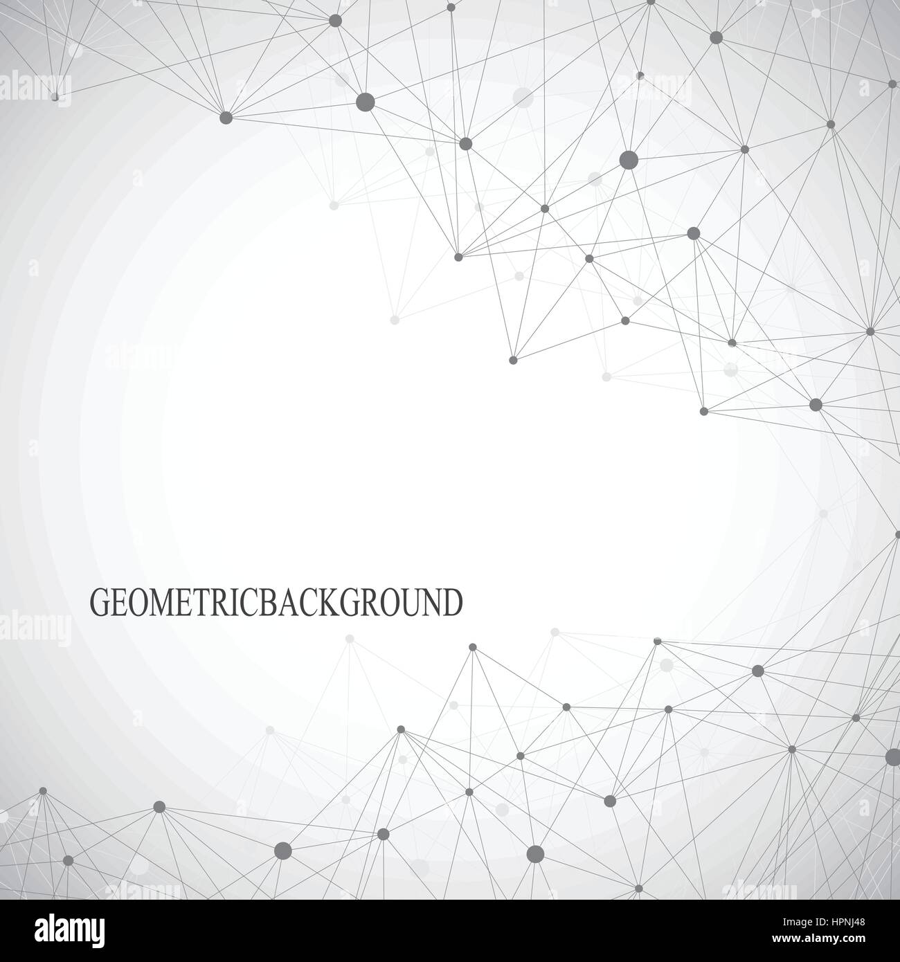 Grey graphic background with connected line and dots. Vector ...