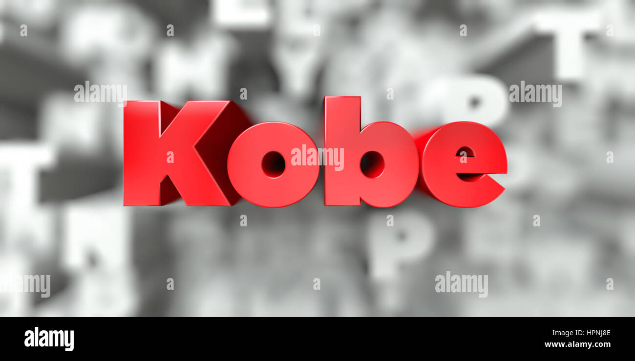 Kobe - Red text on typography background - 3D rendered royalty free ...