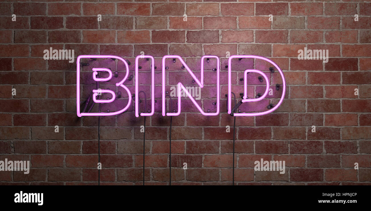 BIND - fluorescent Neon tube Sign on brickwork - Front view - 3D ...