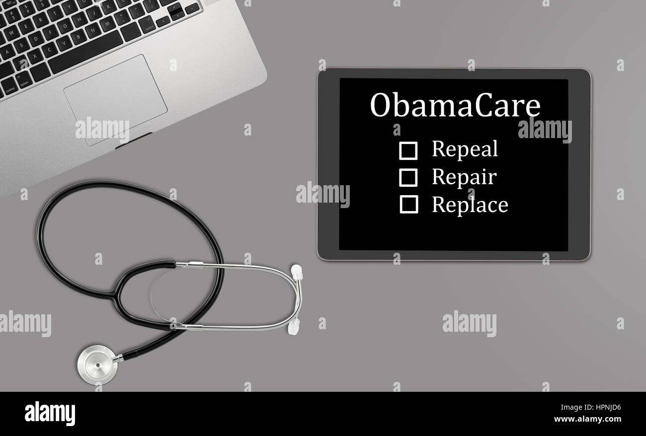 Healthcare concept with clean desk with medical and healthcare ...