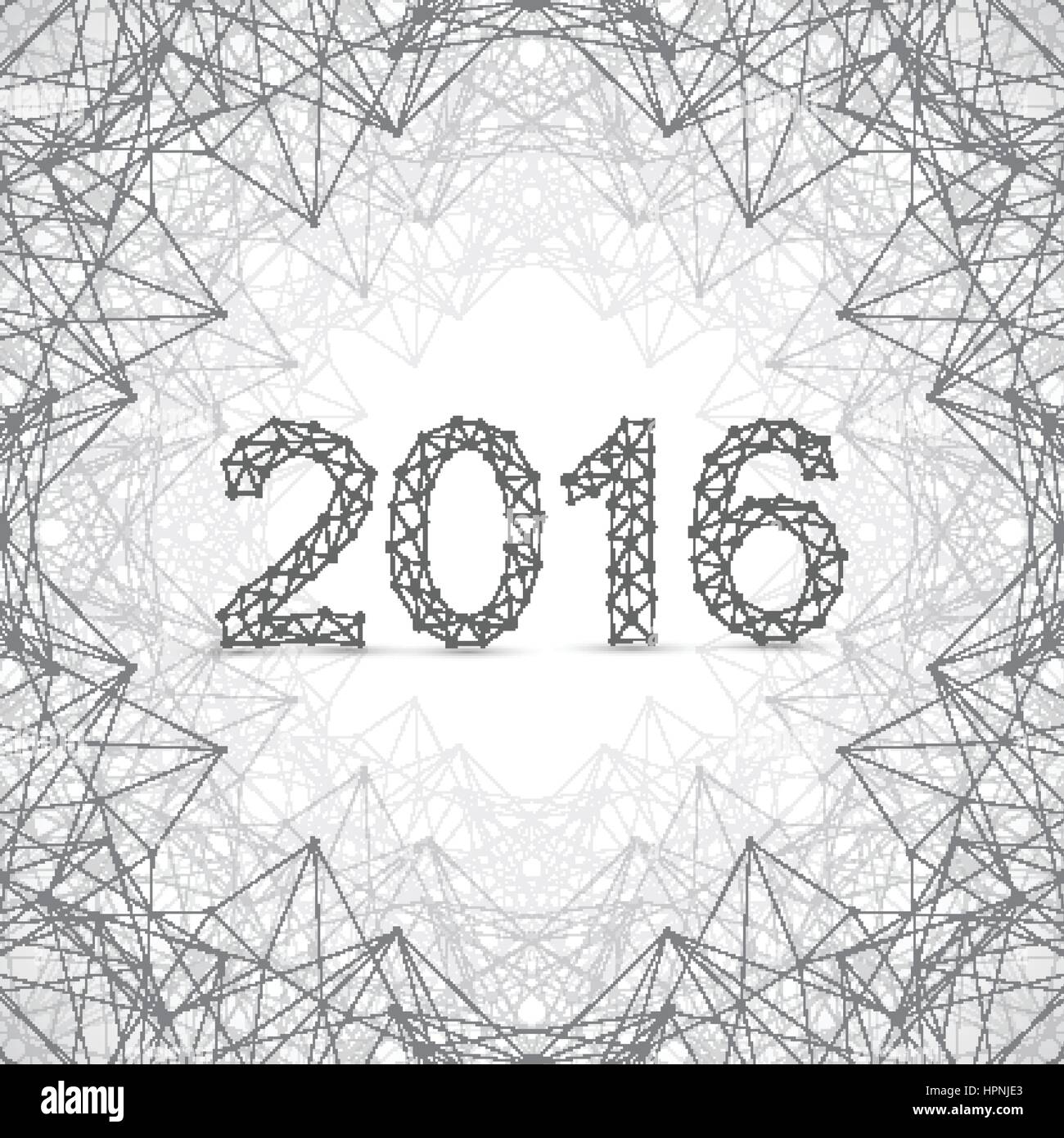 Text design Happy new year 2016. Graphic background molecule and ...