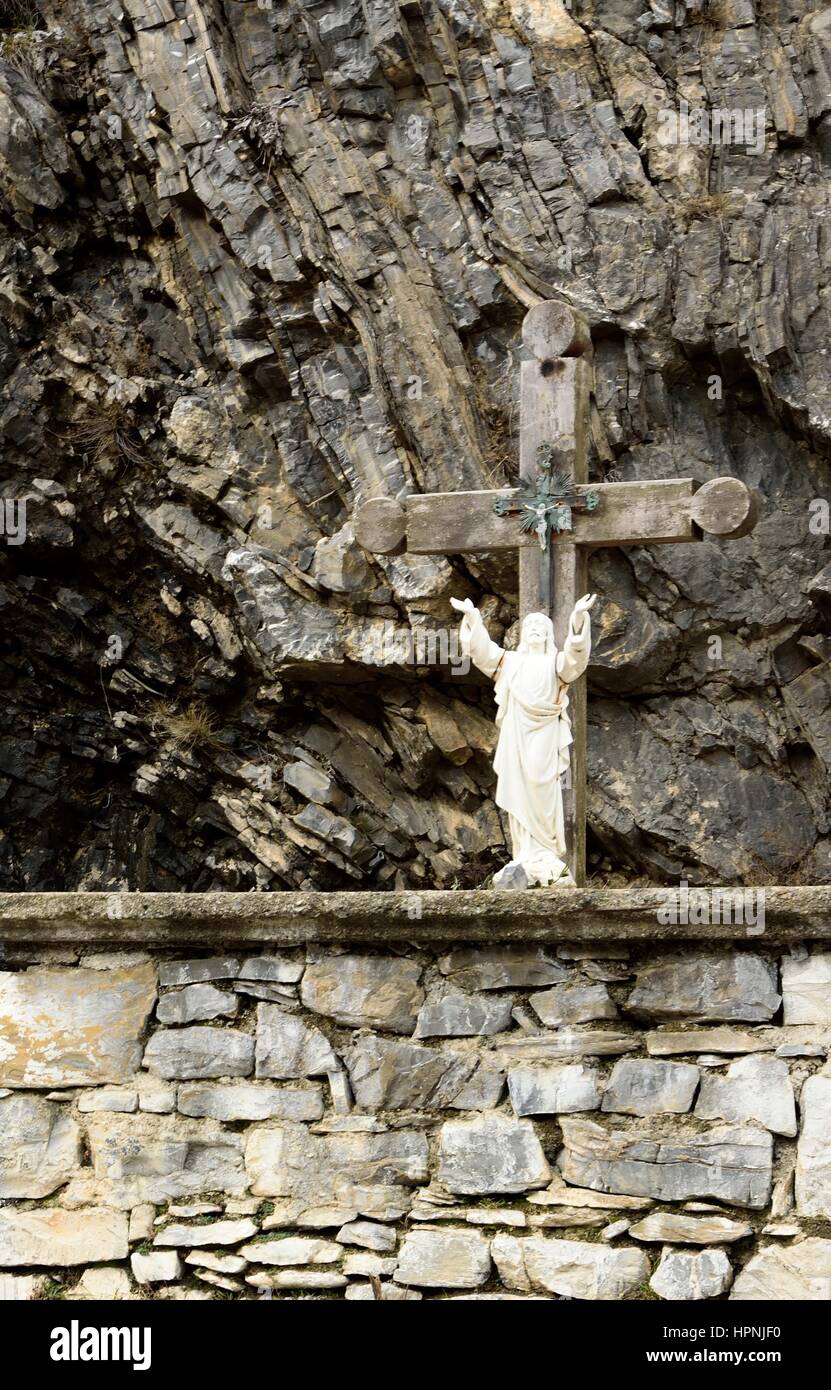 Statue of Jesus Christ in the mountain rock Stock Photo - Alamy