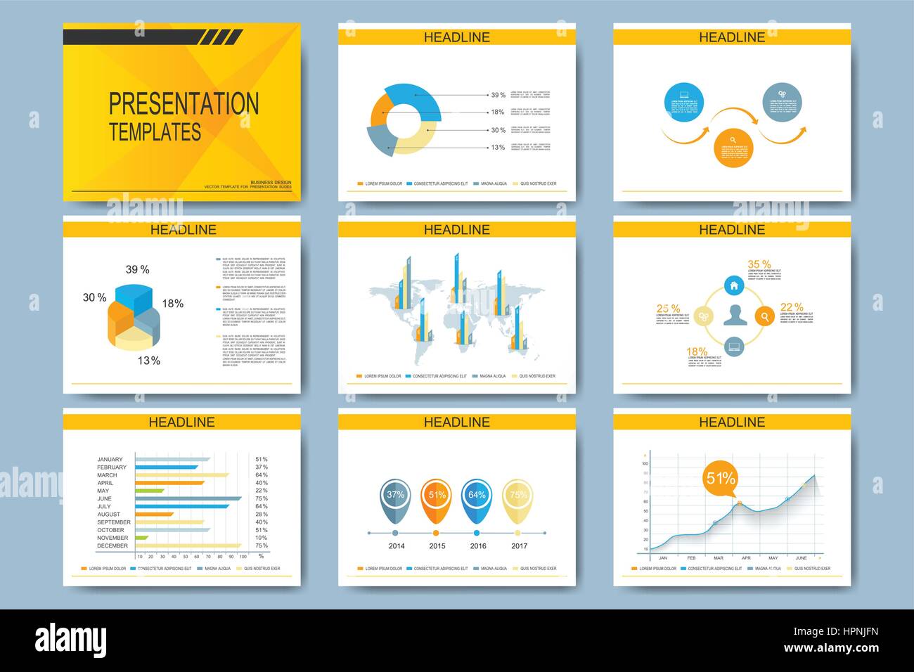 Set of vector templates for multipurpose presentation slides. Modern ...