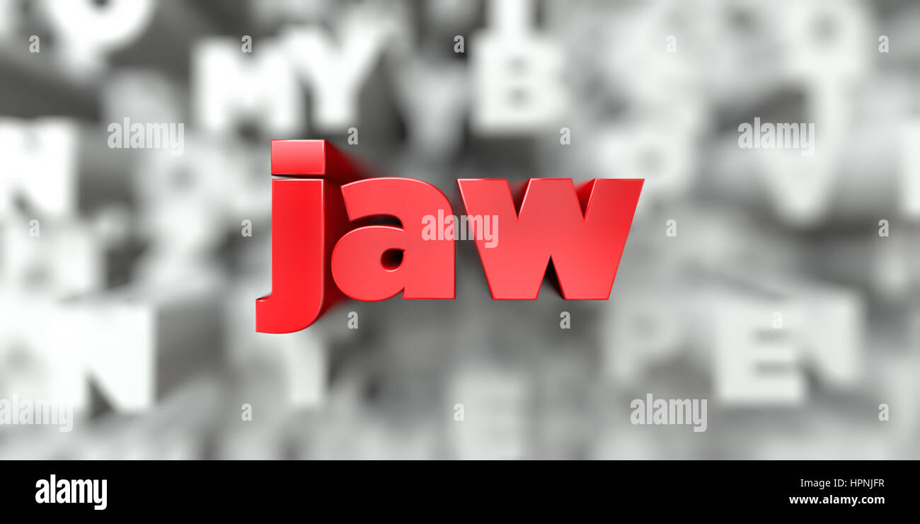 jaw - Red text on typography background - 3D rendered royalty free ...