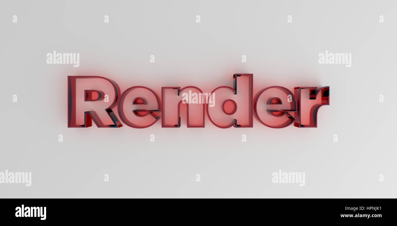Render - Red glass text on white background - 3D rendered royalty free ...