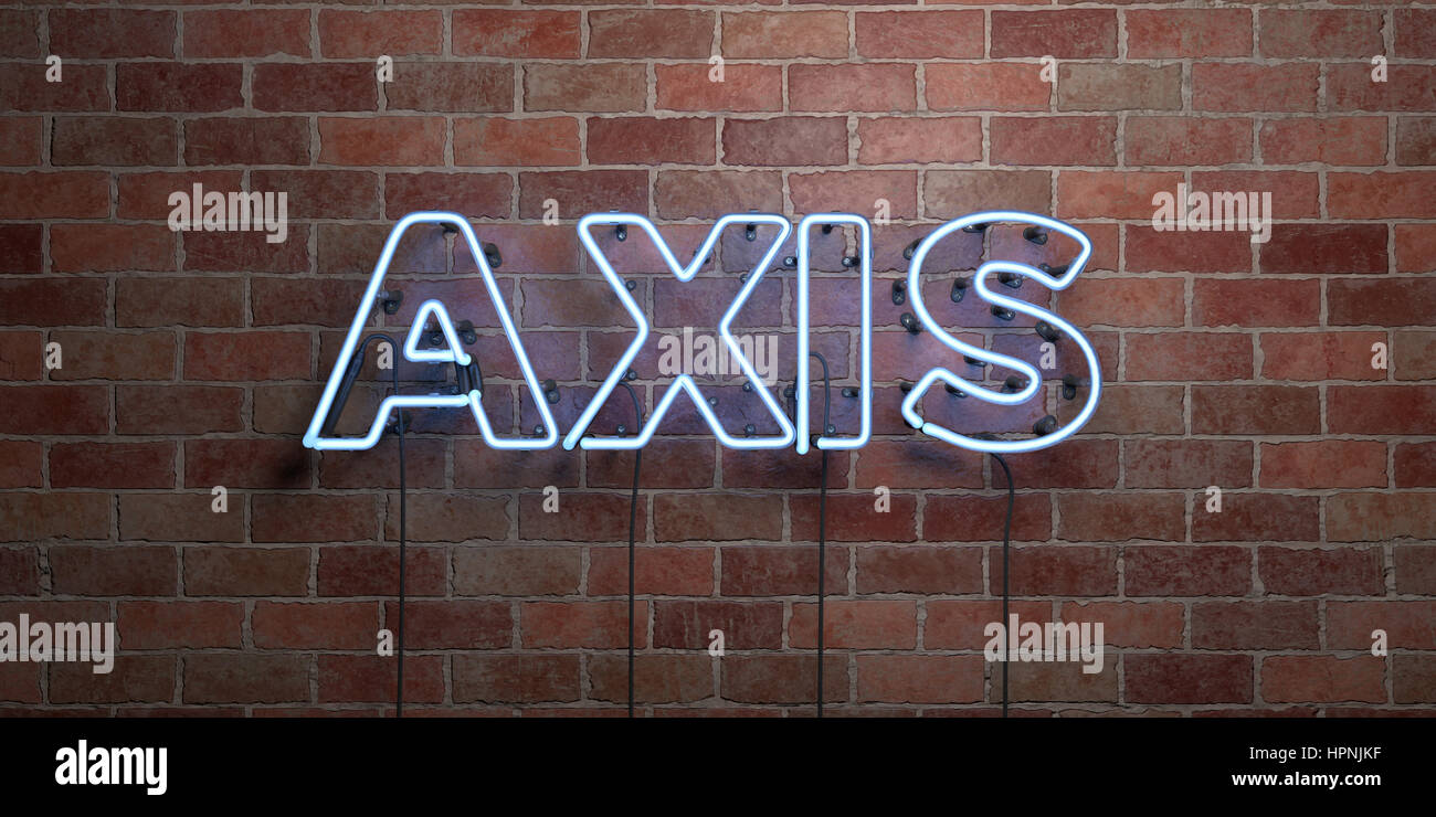 AXIS - fluorescent Neon tube Sign on brickwork - Front view - 3D ...