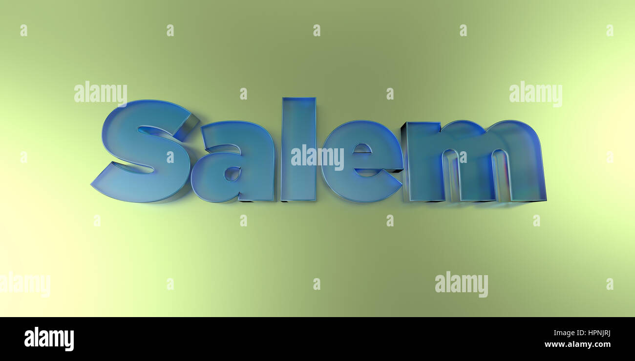 Salem - colorful glass text on vibrant background - 3D rendered royalty ...