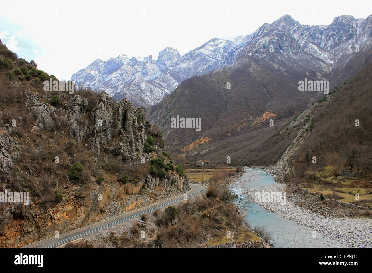 The river and the road in the high mountain Stock Photo - Alamy